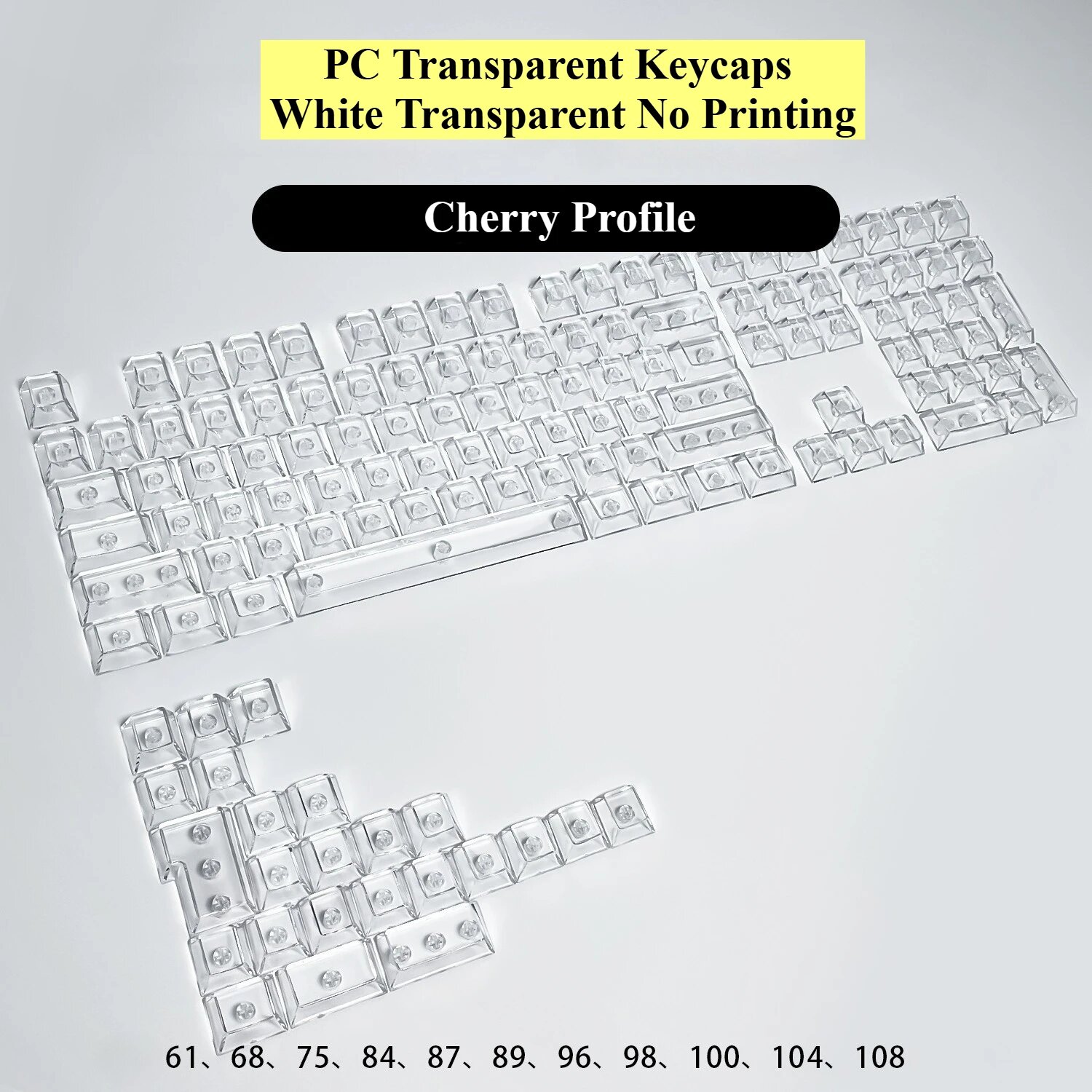 Прозрачные колпачки для клавиш, White-Unprinted, Cherry Profile