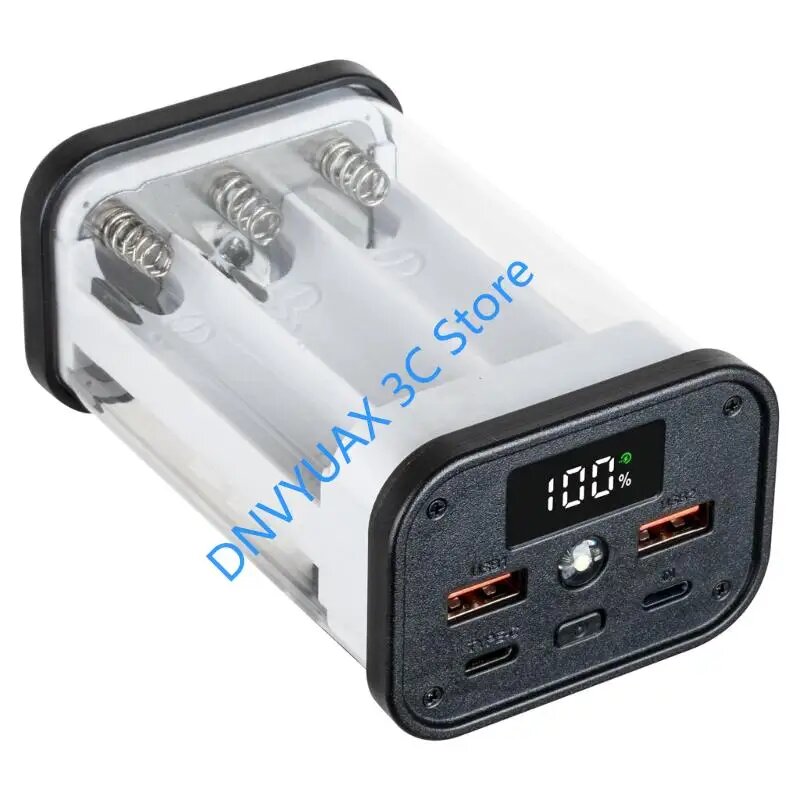 Power Bank прозрачный, 22.5 Вт, 6 x 18650, белый
