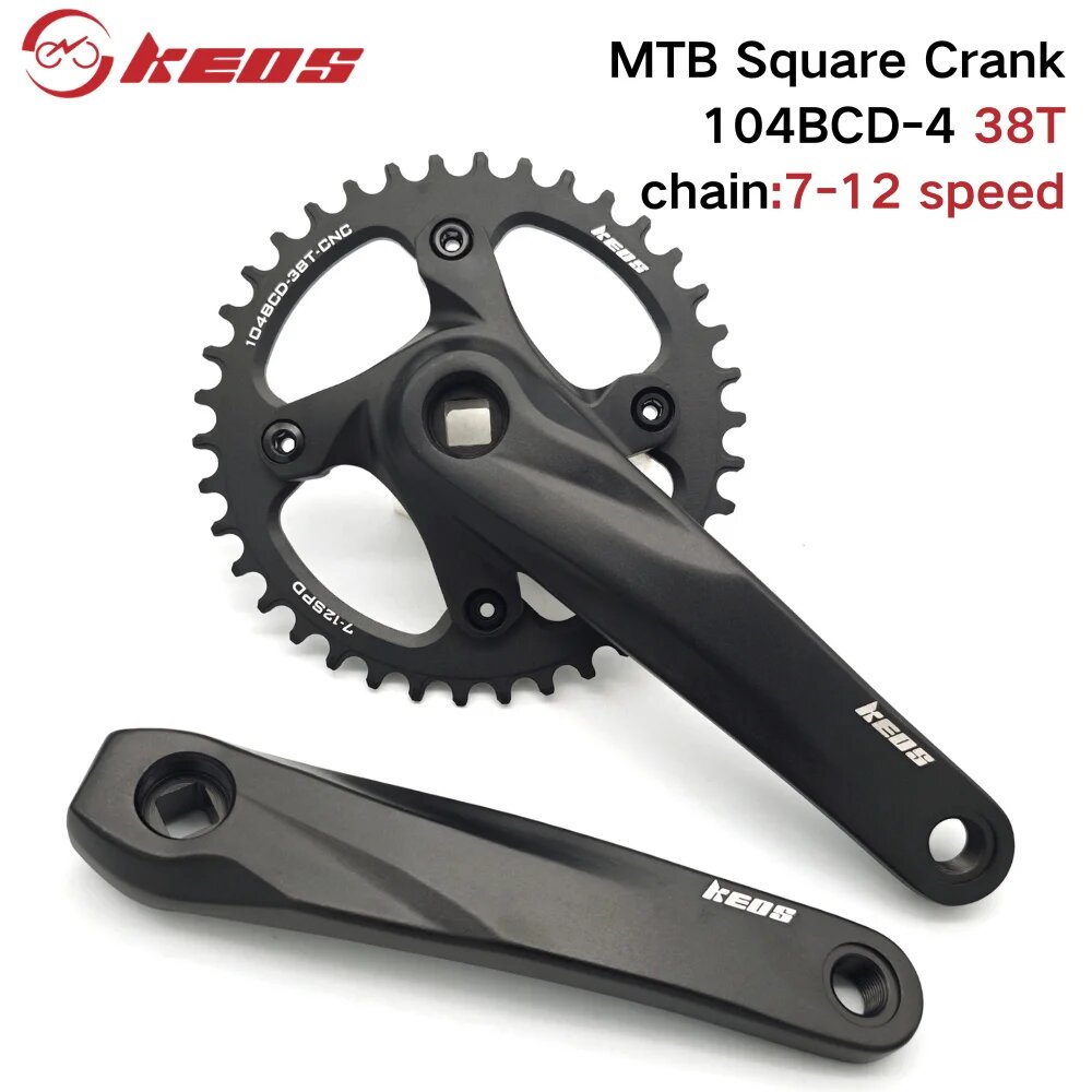 Шатуны KEOS для горного велосипеда 170 мм 32-38T Черный, Black Crank 38T