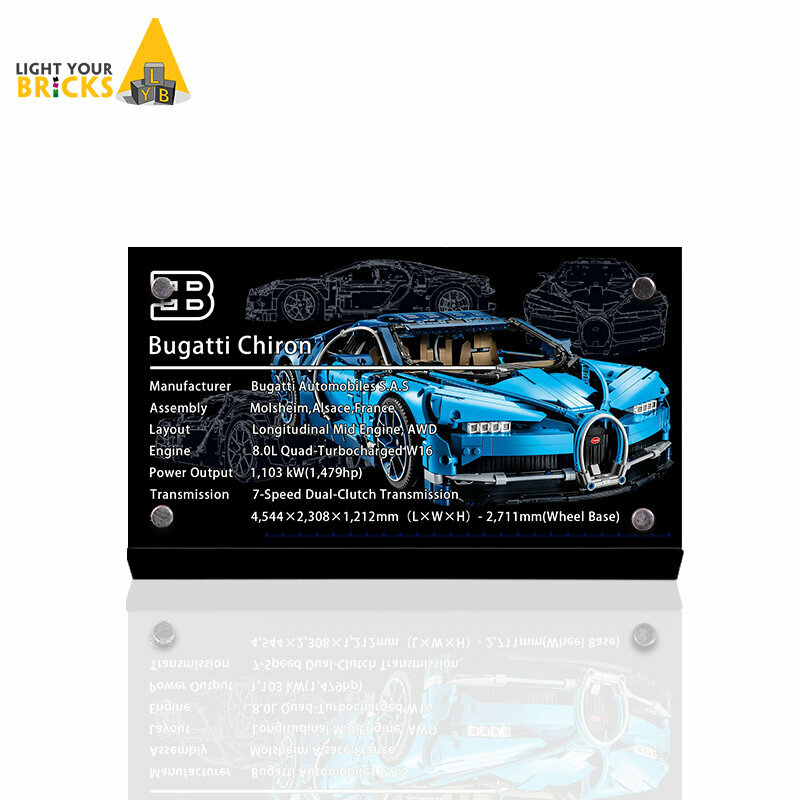 Акриловая табличка для отображения совместимая с набором LEGO Technic 42083 Bugatti Chiron