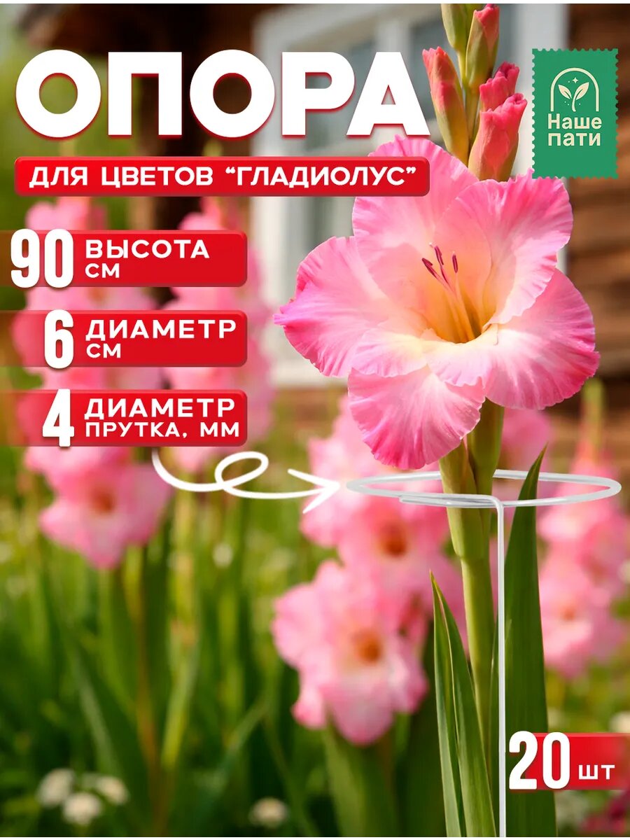 Опора для Гладиолусов оцинкованная 4мм d-6см, h-0,9м (20 шт)