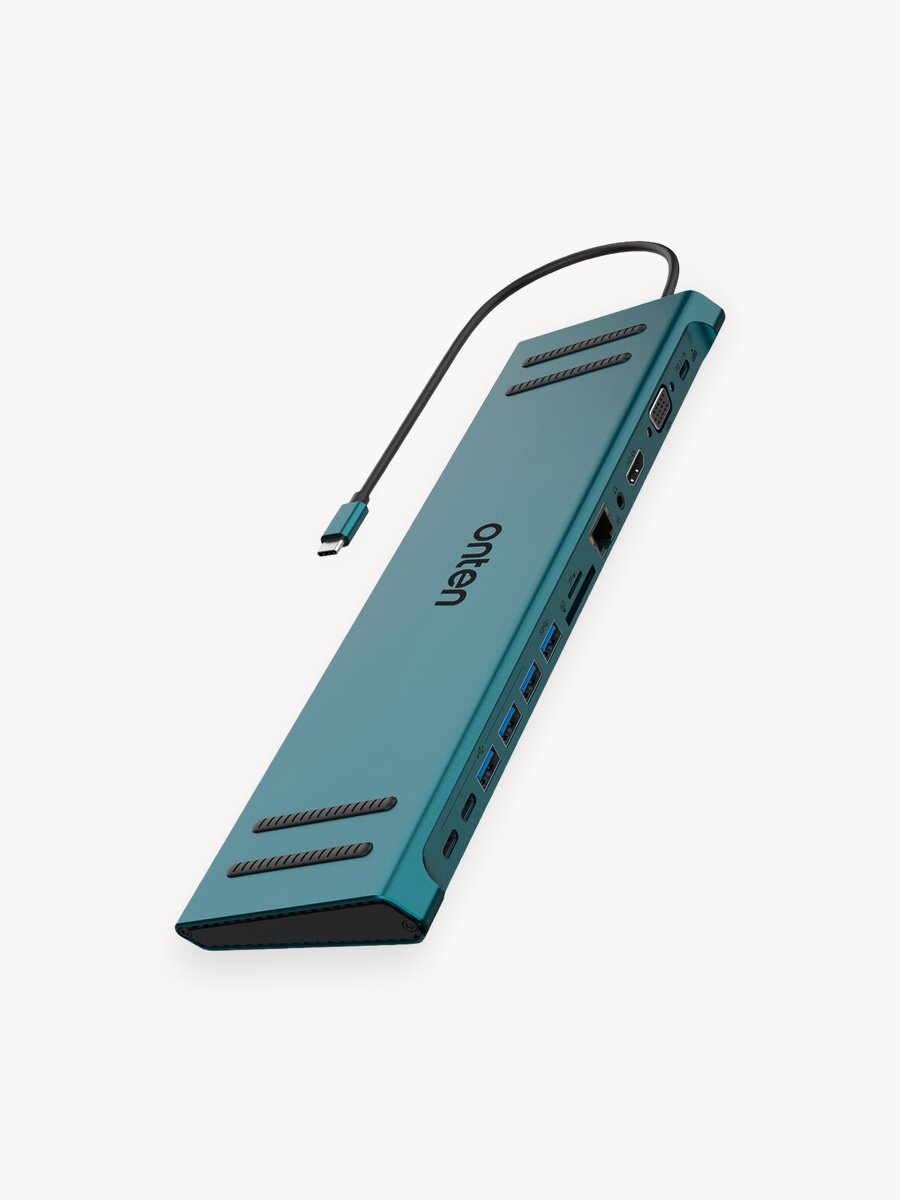 USB Type-C разветвитель хаб Onten на 13 выходов USB 2.0, USB 3.0, HDMI, VGA, Ethernet RJ45 для ноутбука, ПК, смартфона