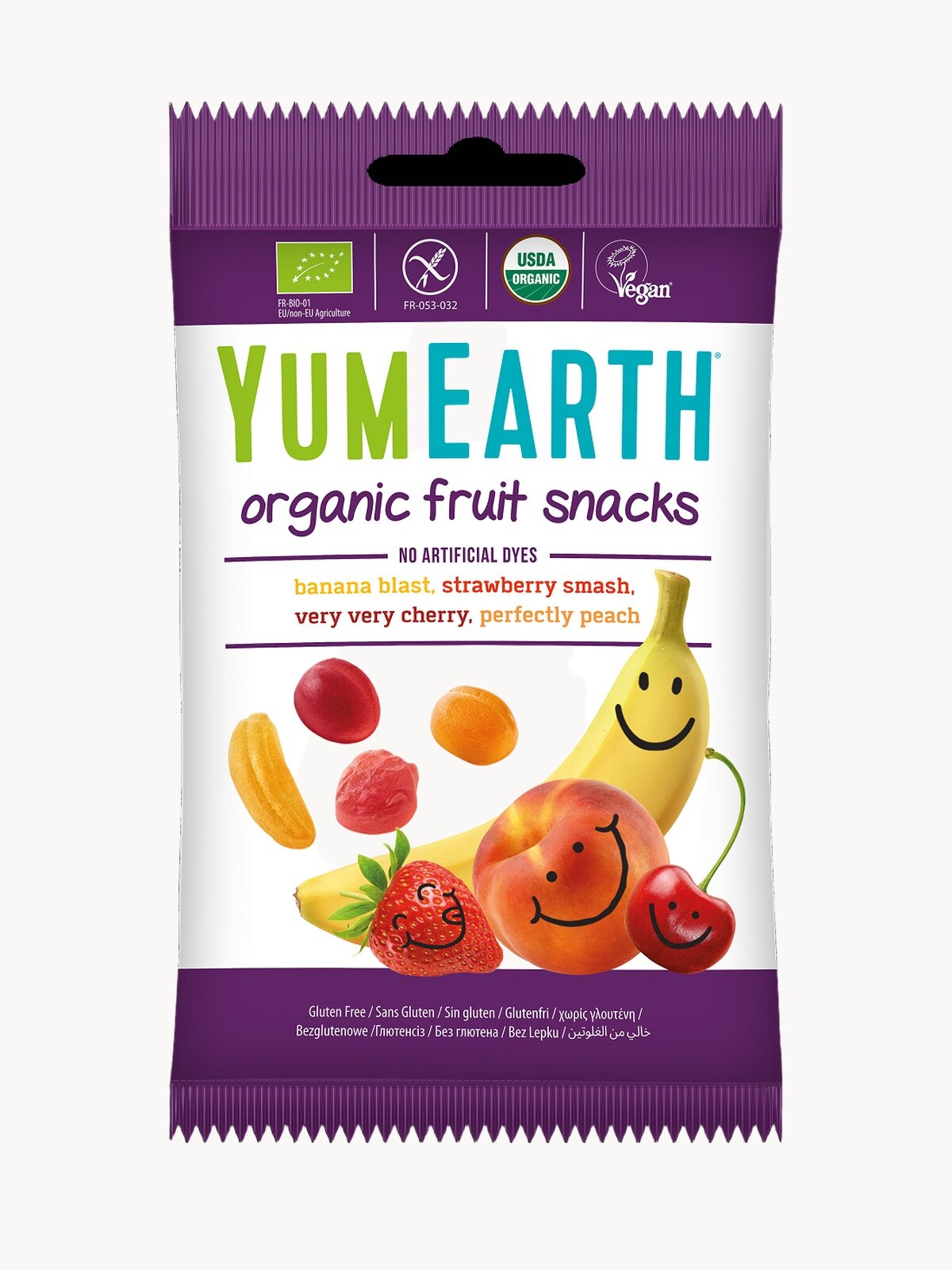 Натуральный мармелад YumEarth Fruit Snacks, без глютена, без аллергенов, жевательный, 4 вкуса, 50 г