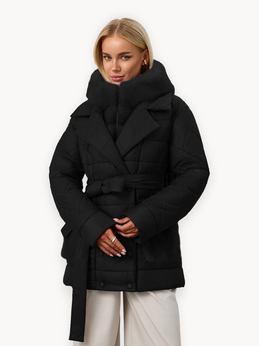 Пуховик с натуральным мехом норки