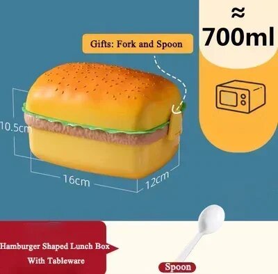 Пластиковый ланч-бокс в стиле гамбургера Rectangle