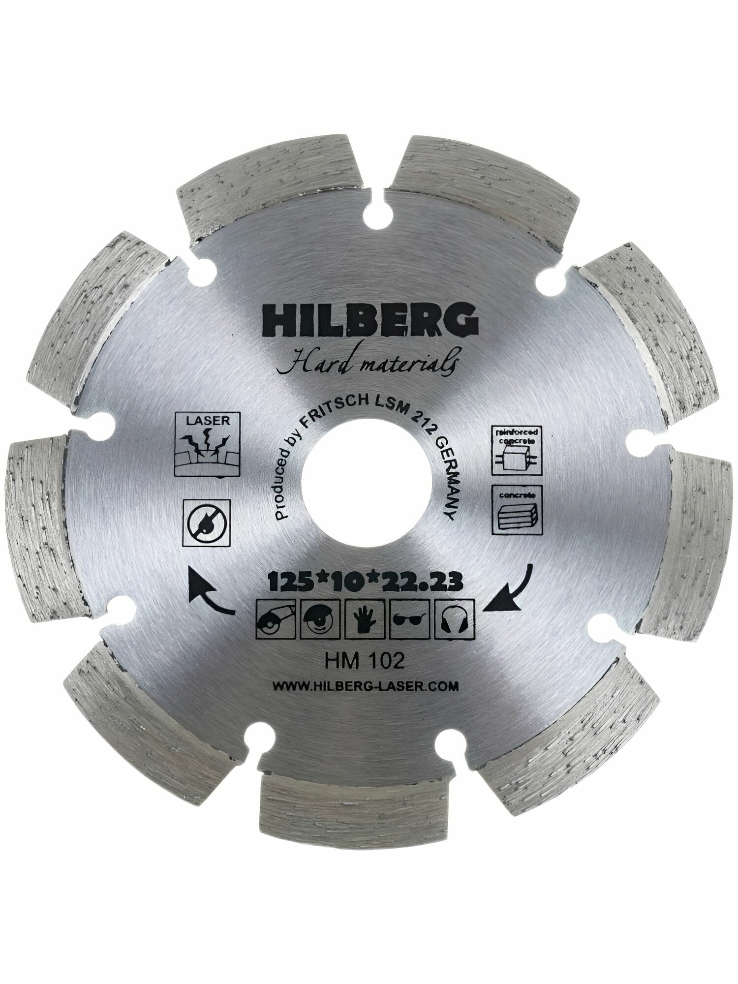 Диск алмазный отрезной Hilberg Hard Materials Laser 125x22.23 мм по бетону и граниту