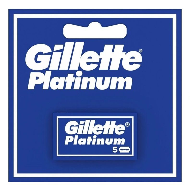 Двусторонние лезвия для Бритвы Gillette Platinum NEW / Платинум новые, классические, для T-образных бритв и шаветок, упаковка 5 шт