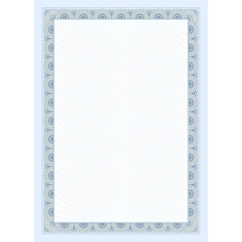 Сертификат-бумага с рамкой А4 синяя кружева, 250 г/кв. м, 20 шт/уп КЖ-1794/8