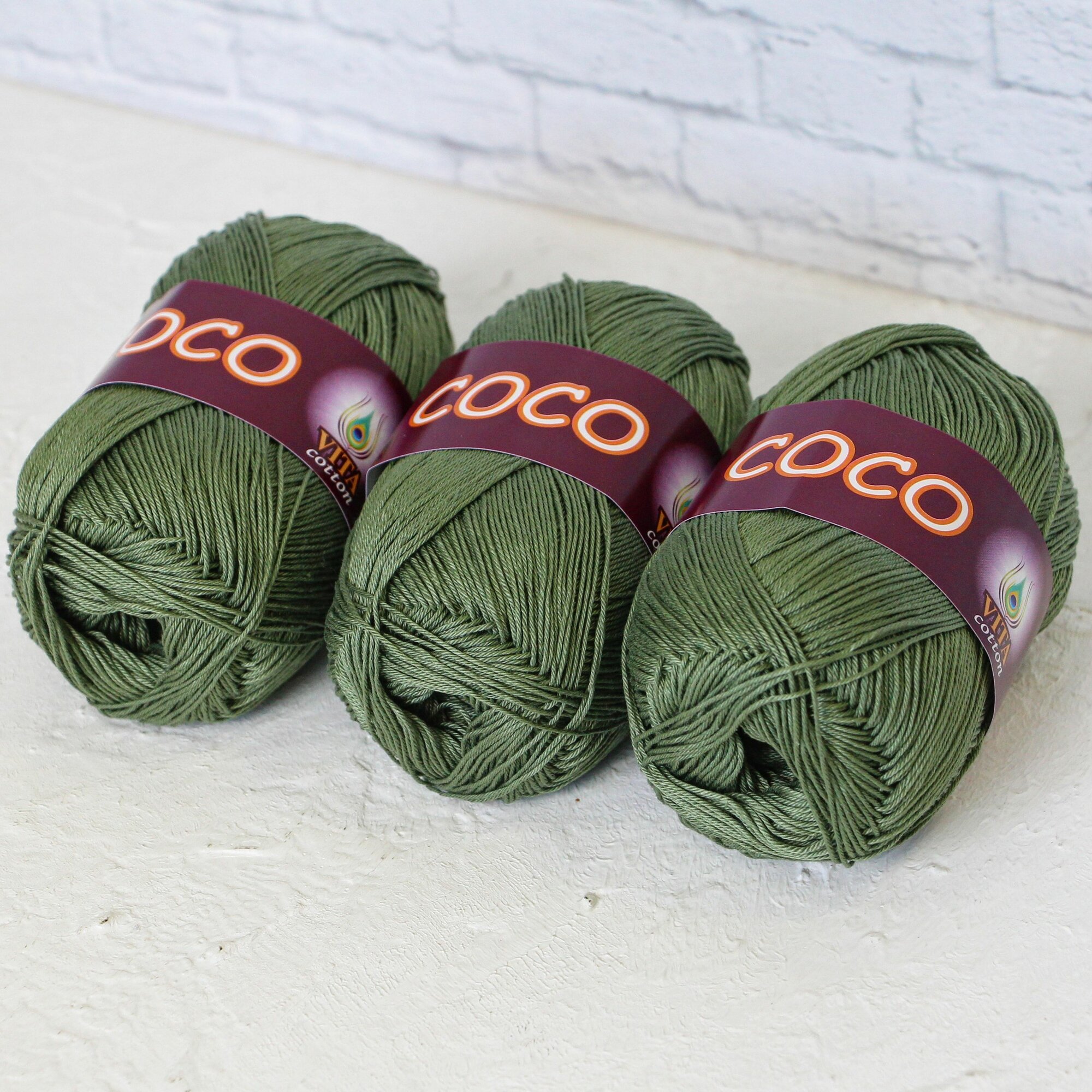 Пряжа Vita Cotton Coco, 100 % хлопок, для вязания, 240 м, 50 г, 10 шт хвойный 044
