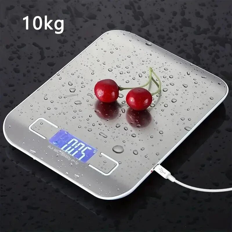 Кухонные весы 10 кг, нержавеющая сталь, Base White