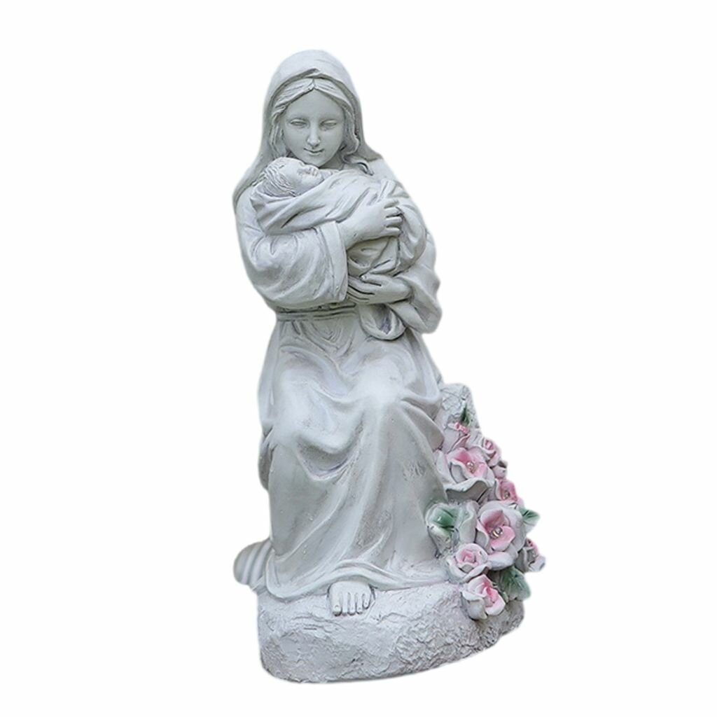 Статуэтки, (1шт) Семейное украшение ручной работы на день благодарения для матери и ребенка-Сидящие в белом мать и дитя