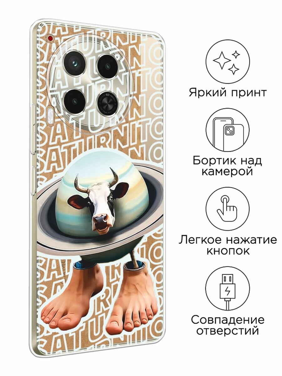 Чехол на Tecno Camon 30 4G / Текно Камон 30 4G с принтом "Сатурнито сатурно 2", прозрачный — фото 1