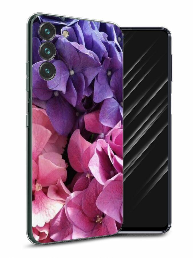 Чехол на Samsung Galaxy S22 / Самсунг Галакси S22 с принтом Гортензии