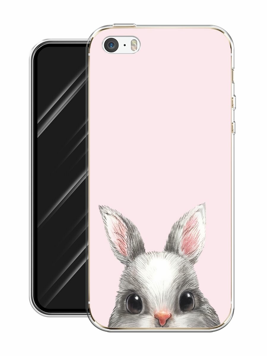Чехол на Apple iPhone 5/5S/SE / Айфон 5/5S/SE с принтом "Карандашный кролик 1 - 8 марта" — фото 1