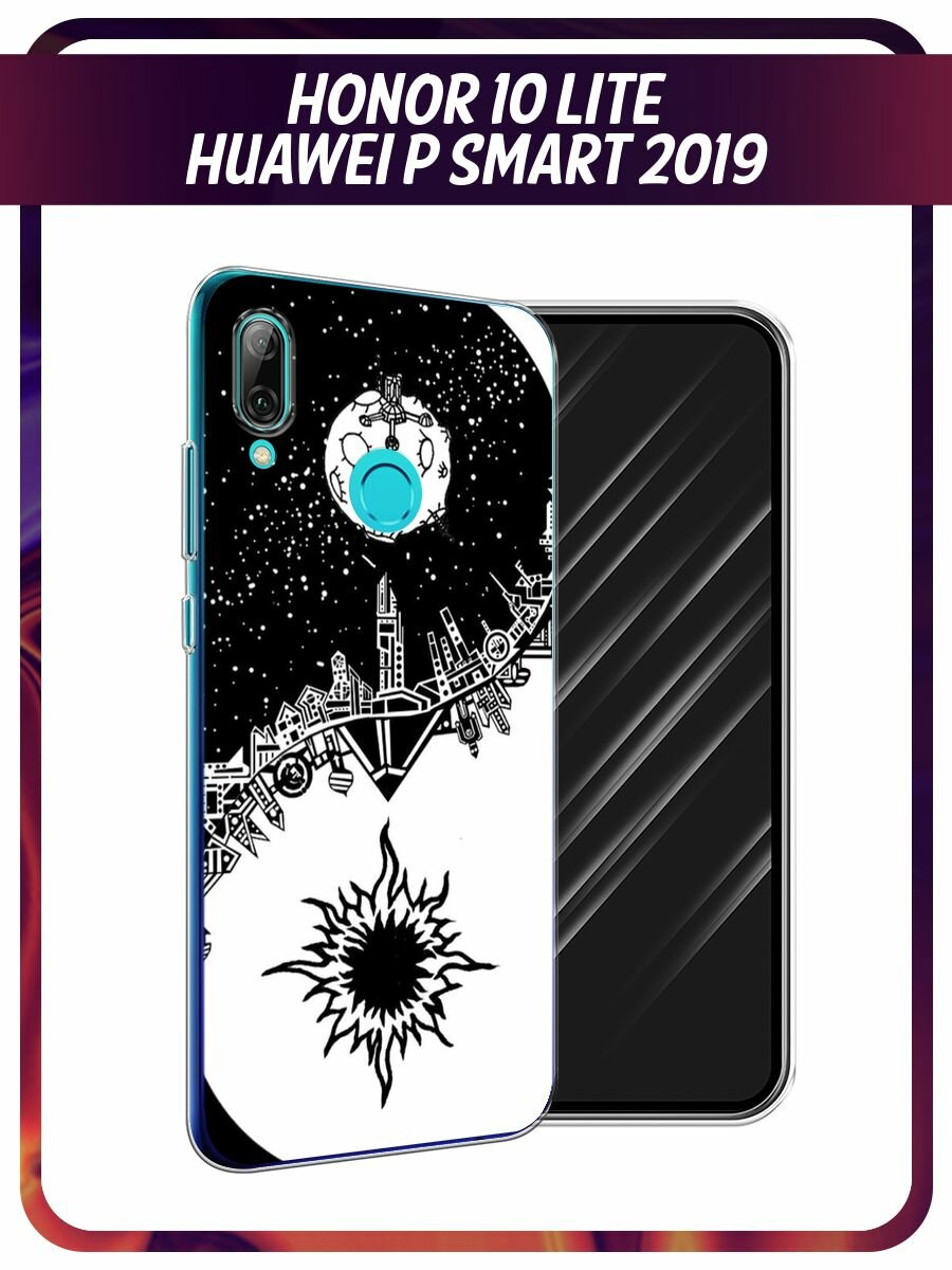 Чехол на Huawei P Smart 2019/Honor 10 Lite / Хуавей П Смарт 2019 с принтом "Инь янь геометрия"
