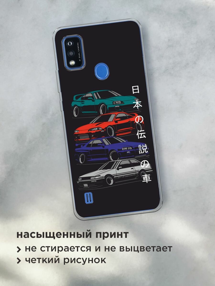 Чехол на ZTE Blade A51 / ЗТЕ Блейд А51 с принтом "JDM Legend cars" — фото 1