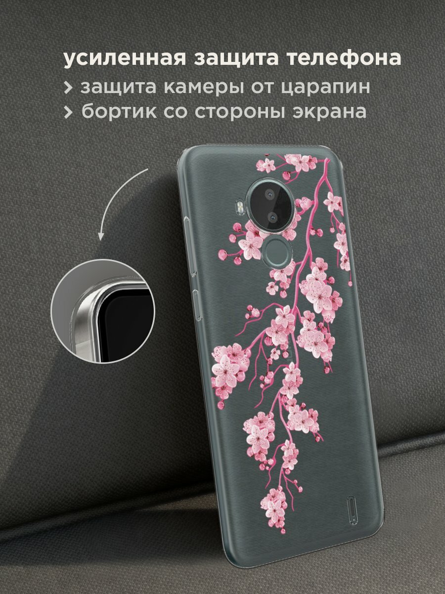 Чехол на Nokia C30 / Нокия C30 с принтом "Ветка сакуры 2" — фото 1