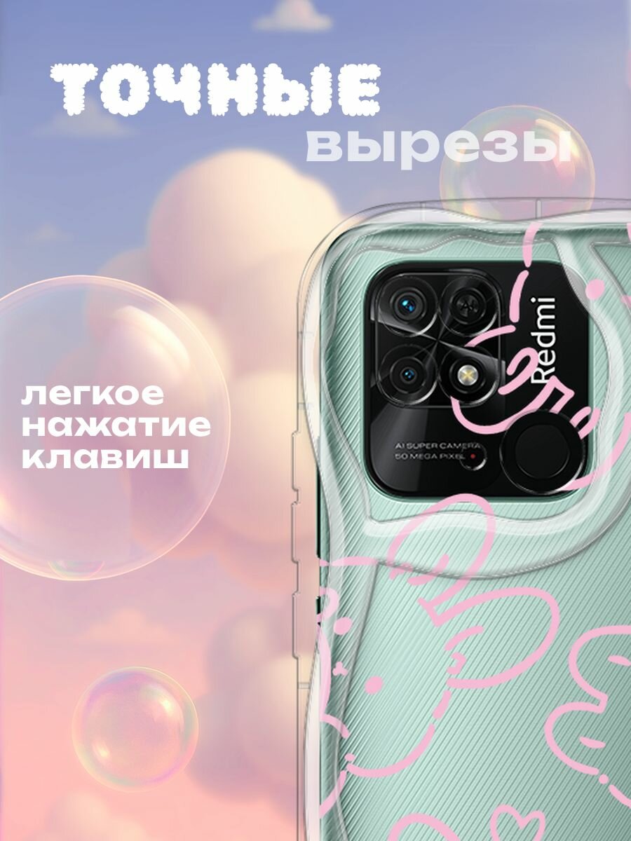 Чехол на Xiaomi Redmi 10C / Редми 10С с принтом "Контурные зайцы" — фото 1