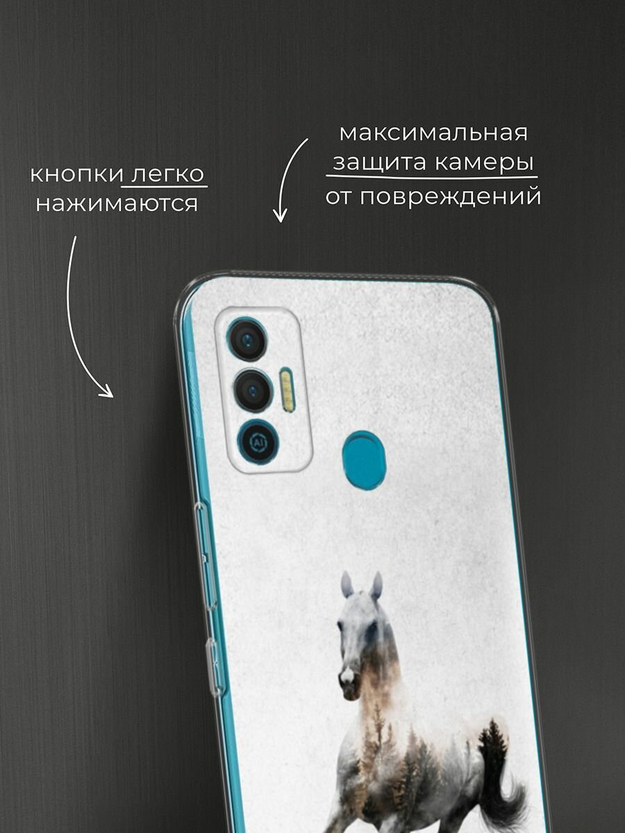 Чехол на Tecno Spark 7 / Техно Спарк 7 с принтом "Лошадь лес" — фото 1