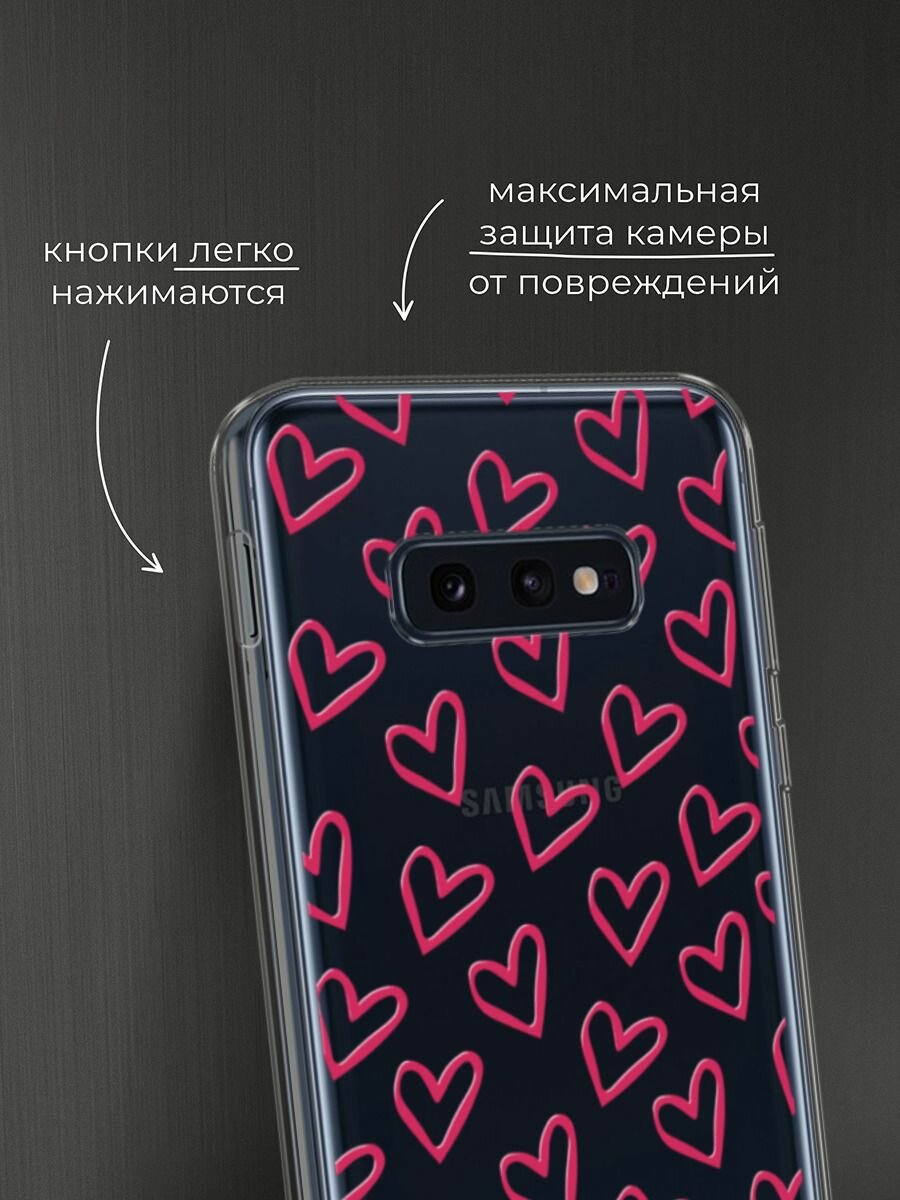 Чехол на Samsung Galaxy S10E / Самсунг Галакси S10E с принтом "Темные сердечки" — фото 1