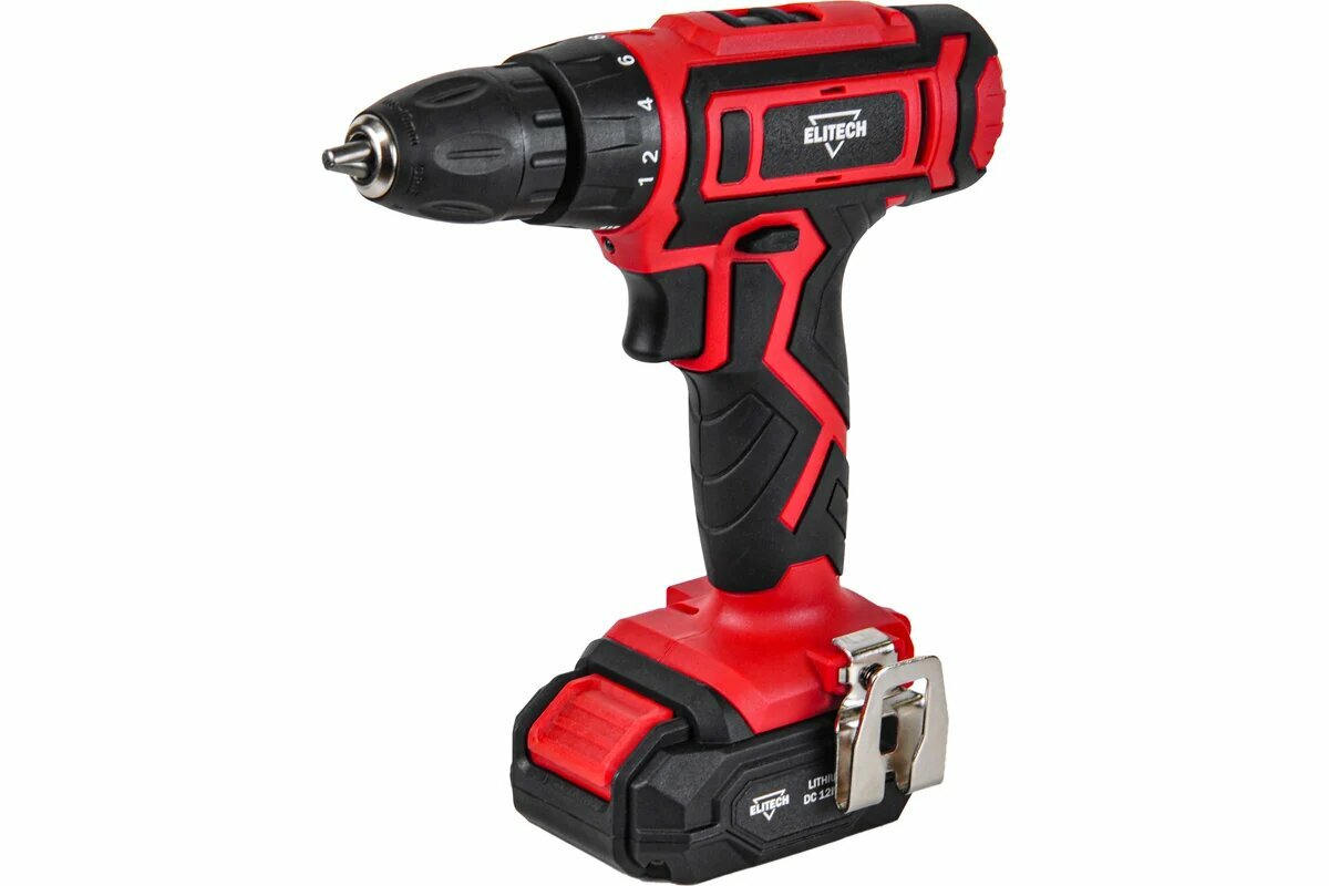 Дрель-шуруповерт аккумуляторная ELITECH E2201.015.01, 12В, быстрозажимной патрон, подсветка