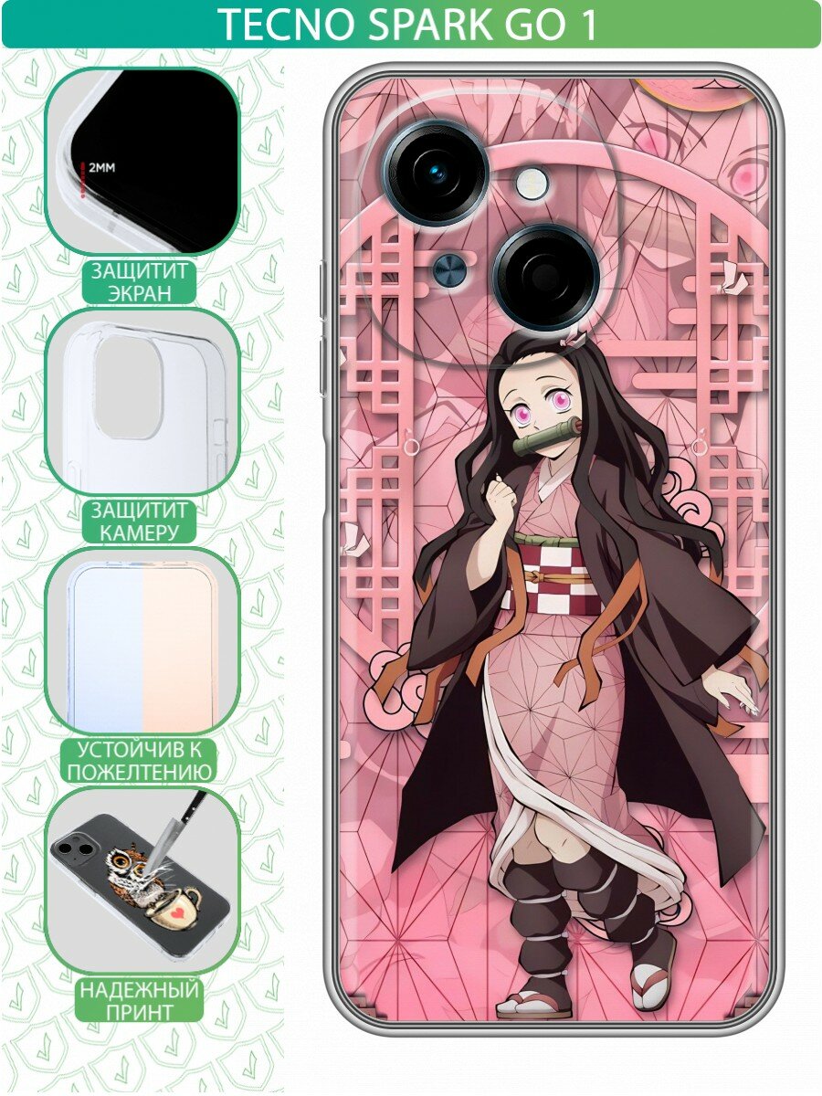 Чехол для Tecno Spark Go 1 с принтом для девочек Аниме Demon Slayer (Техно Спарк Го 1)