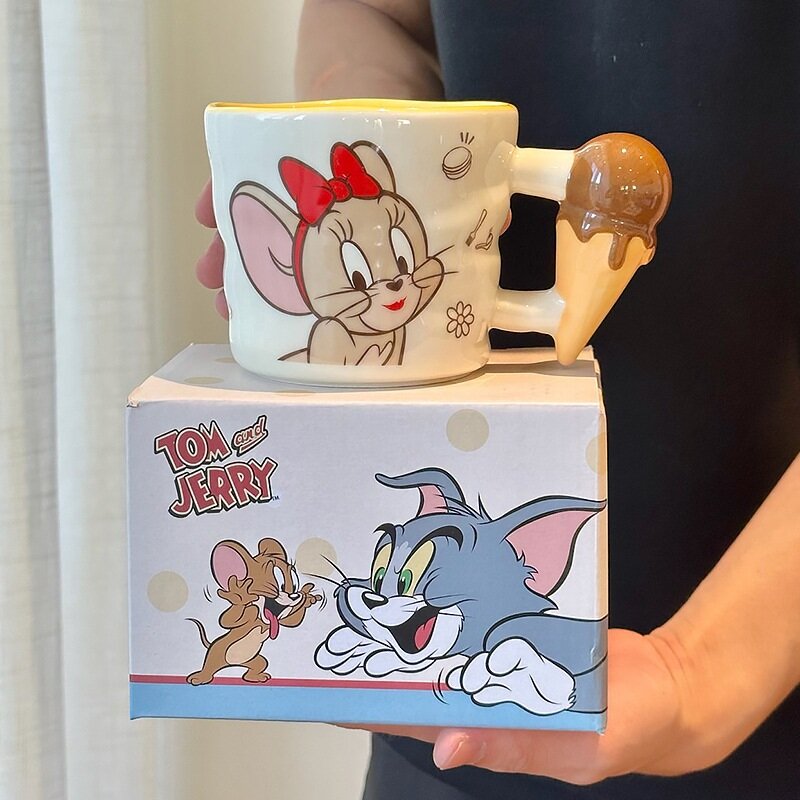 Керамическая кружка， «Кот и мышь», стильная кружка для офиса, ， кружка для молока и кофе ， кружка для завтрака для ，пары