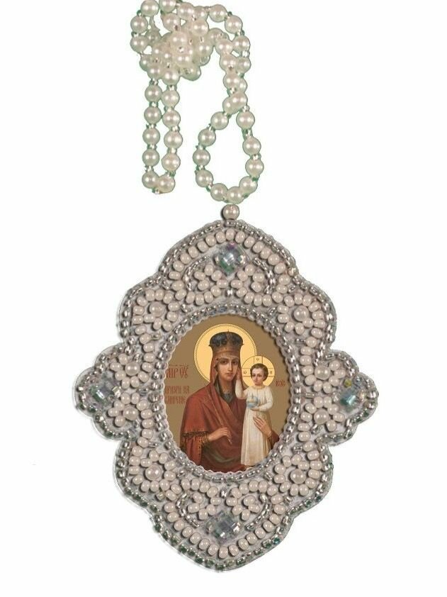 Набор для вышивания бисером двухсторонней иконы-подвески Богородица "Призри на смирение" Nova Sloboda