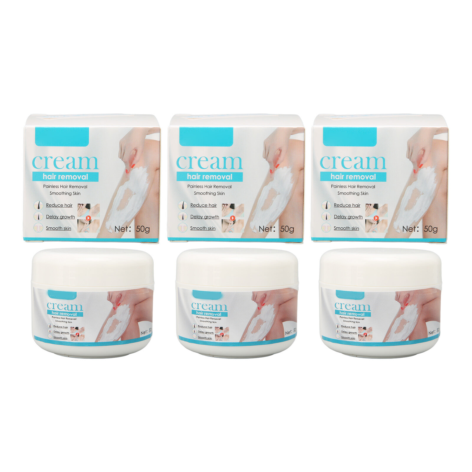 3 коробки крема для депиляции и удаления волос, мягкий и безболезненный, разглаживающий кожу лица, рук, ног, спины, подмышек и линии бикини