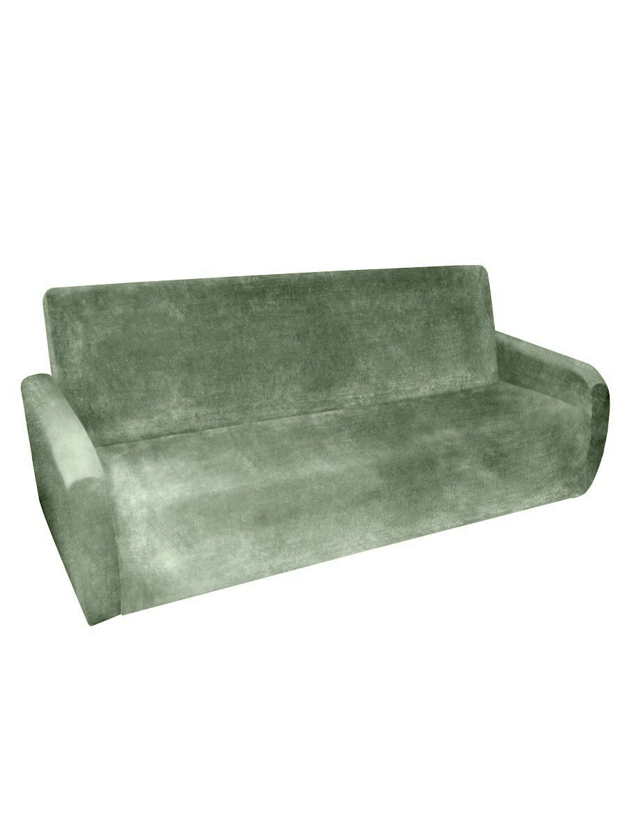 Чехол на трехместный диван-книжку Бруклин оливковый, стрейчевый велюр, Виктория Хоум Декор