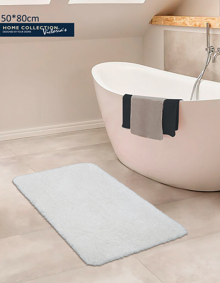 Коврик 50х80 см для ванной комнаты нескользящий белый премиум коллекция