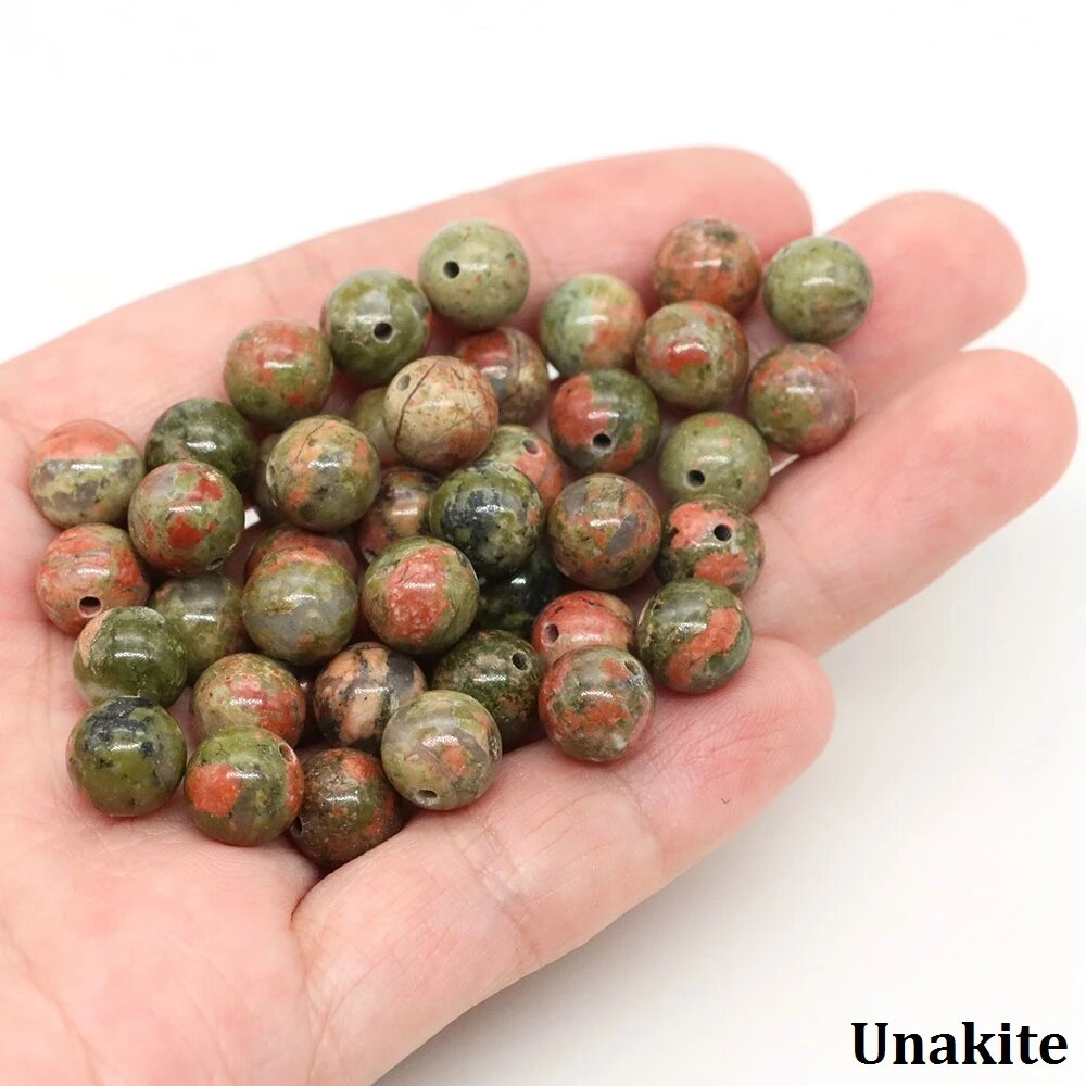 Круглые бусины из зелёного нефрита 4 6 8 10 мм 8mm-45-46pcs, Unakite