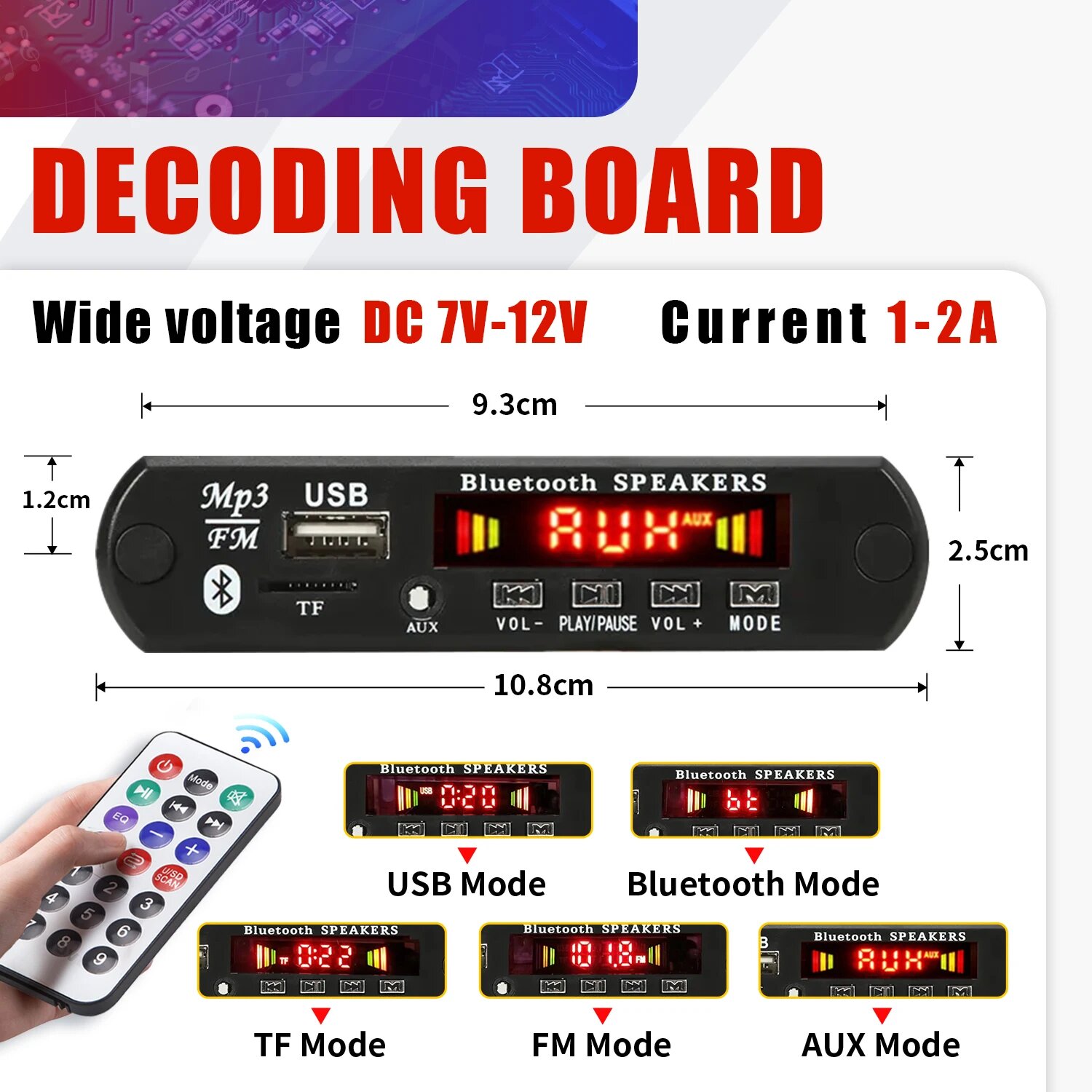 ARuiMei Bluetooth-плата для авто MP3/WAV 5.0 — фото 1