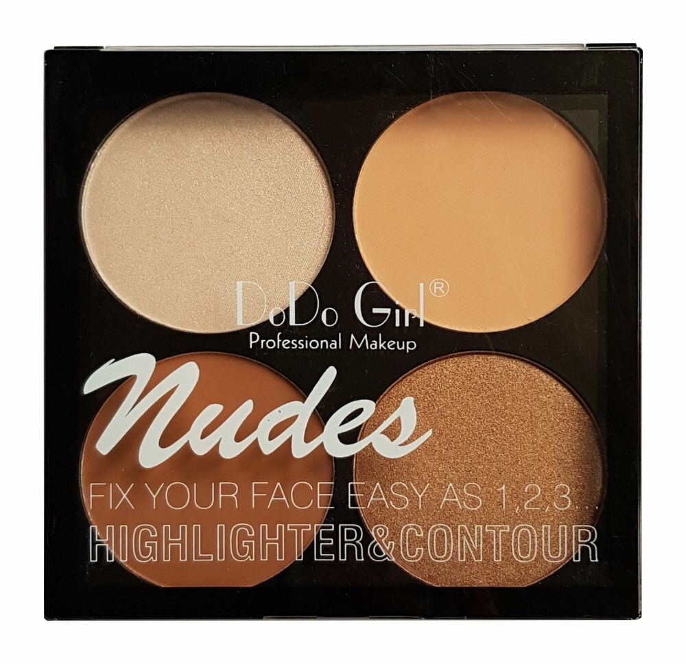 Палетка хайлайтер и корректор DoDo Girl Nudes Highlight & Contour, 4 цвета, набор 01