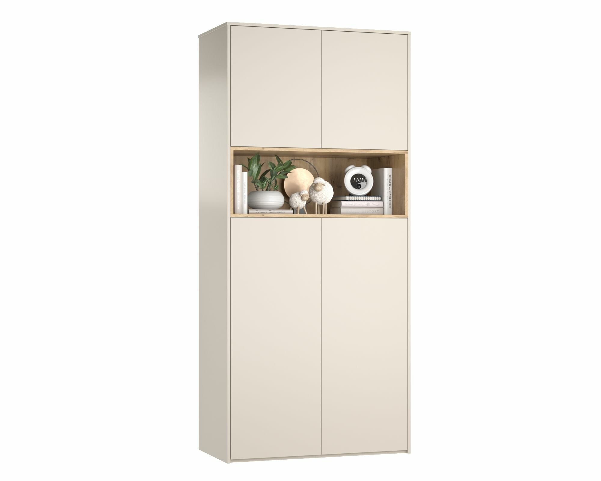 Шкаф распашной для одежды "Рокки 7" 100х220х52 Сатин / Дуб Крафт золотой