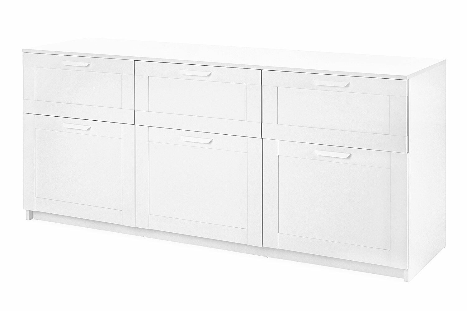 Тумба напольная Hoff Скаген, 179,6х83х52,2 см, для гостиной, 3 ящика и 3 дверцы, матовый фасад, ЛДСП/МДФ, цвет белый