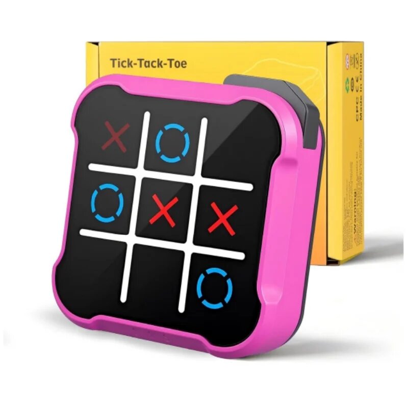 Электронная шахматная доска Tic Tac Toe для детей, интерактивная стратегическая игра с режимом обучения AI, развивающая игрушка для родителей и детей, Розовый