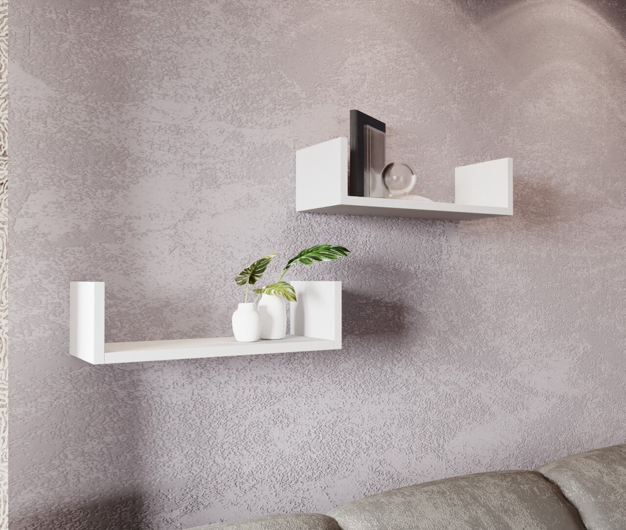 Комплект полок Грация, настенные, для сувениров/специй/кухонных принадлежностей, белые, 2шт