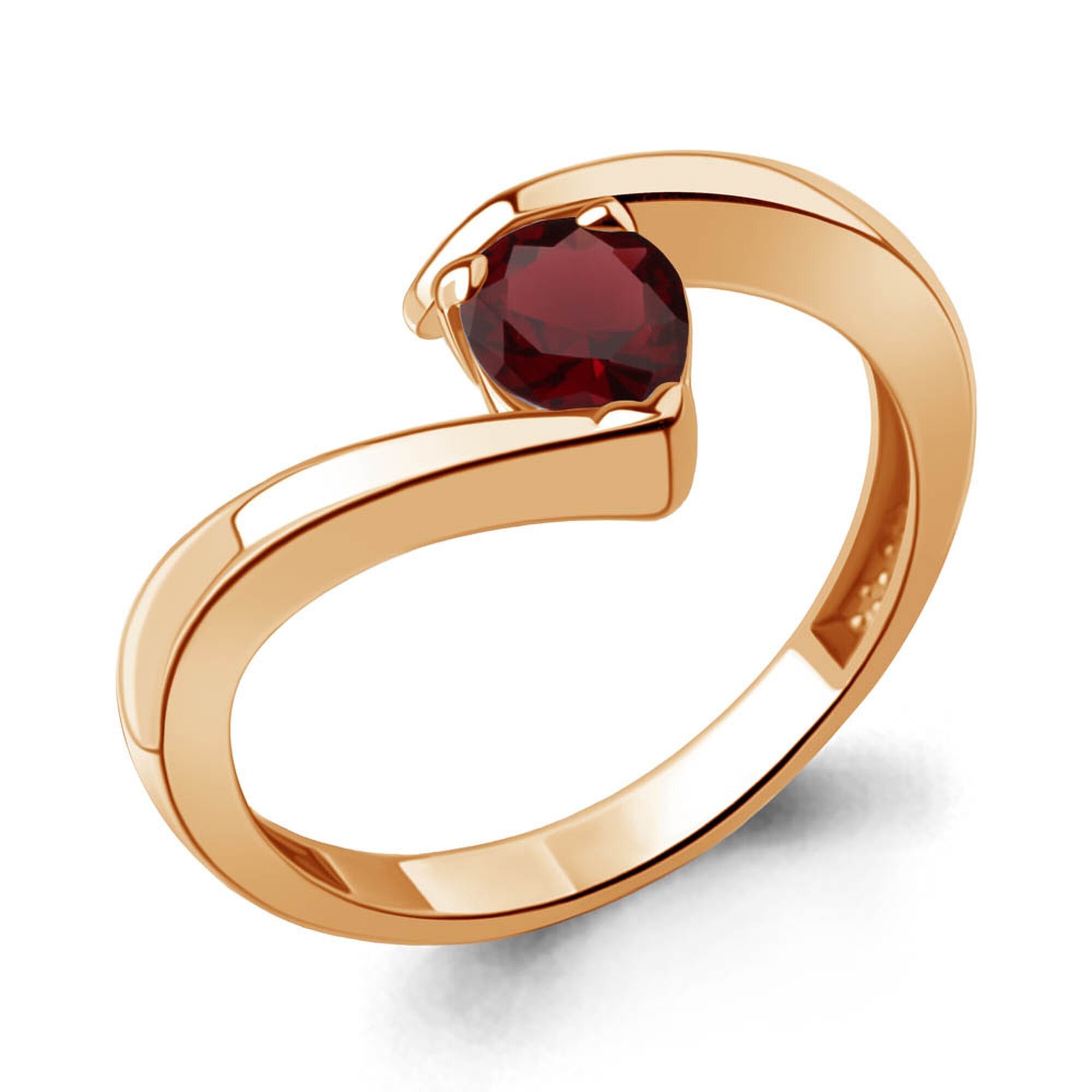 Кольцо, серебро, 925 проба, золочение, гранат