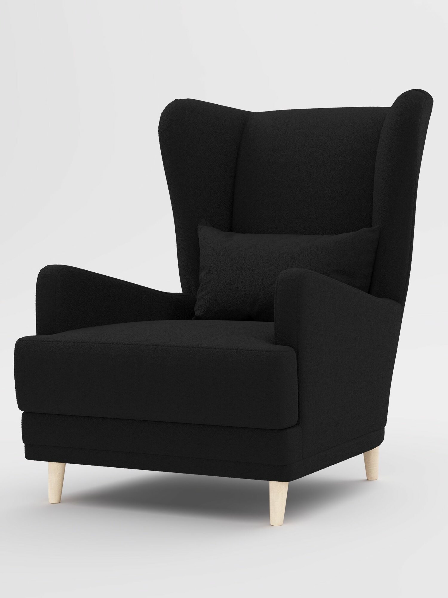 Кресло мягкое для дома, отдыха в гостиной Марсель от W&B, искусственный мех, цвет: черный