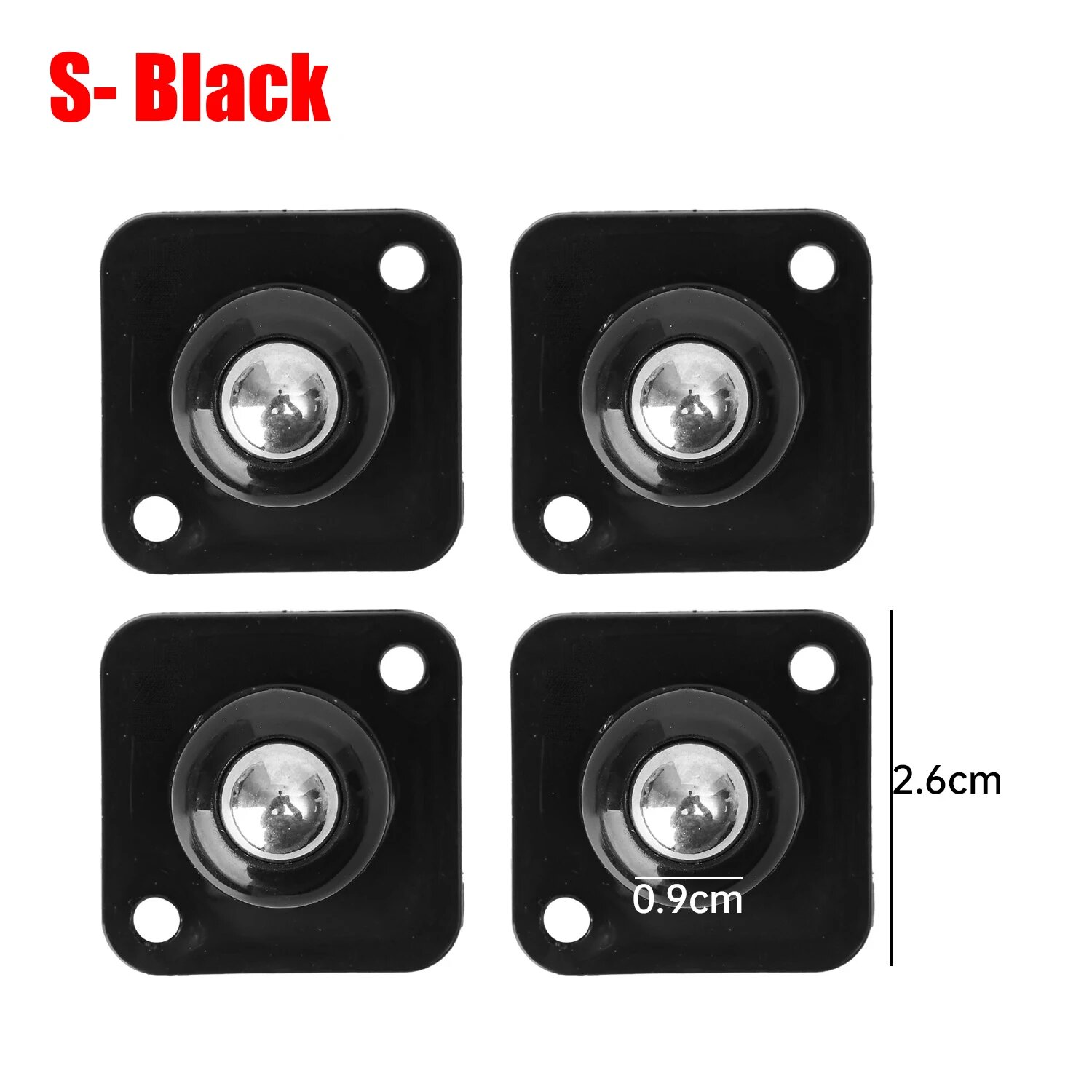 Мебельные ролики черные S-Black, 4шт