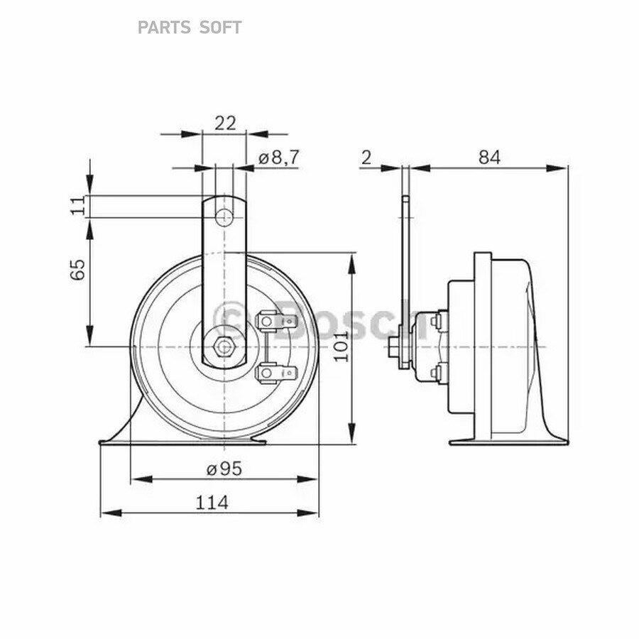 Сигнал звуковой от официального дистрибьютора, BOSCH, артикул 0986AH0503