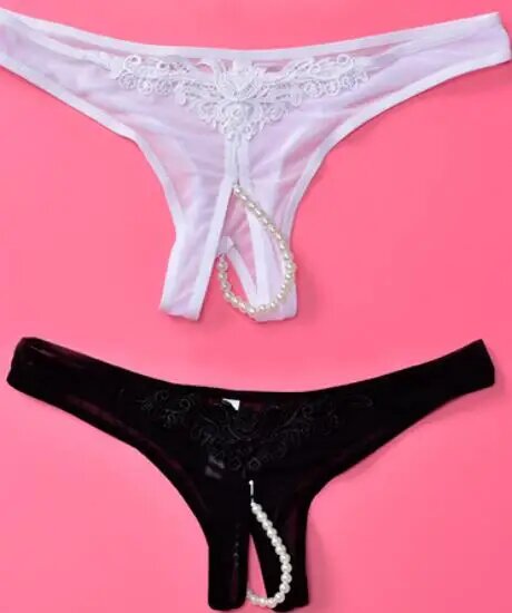 Плюс размер L XXL XXX 5XL сексуальные стринги с открытой промежностью и жемчугом без вырезов, стринги с v-образным вырезом, трусики, трусики, нижнее белье, трусы RB007 Розовый, 5XL, White and Black