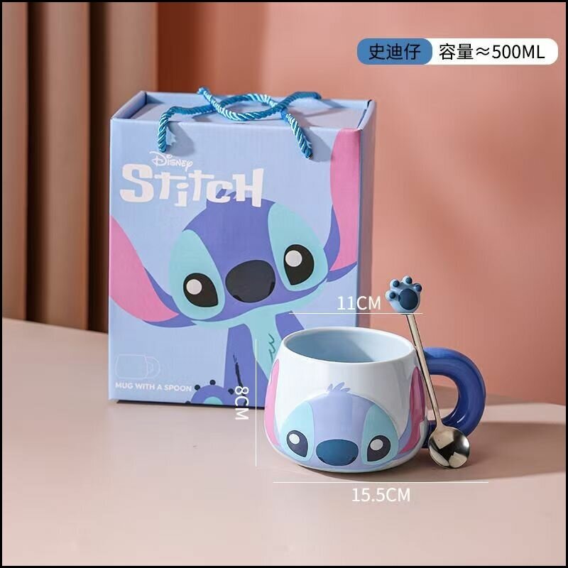 Эксклюзивный парный комплект керамических кружек Stitch Series 500 мл с крышкой