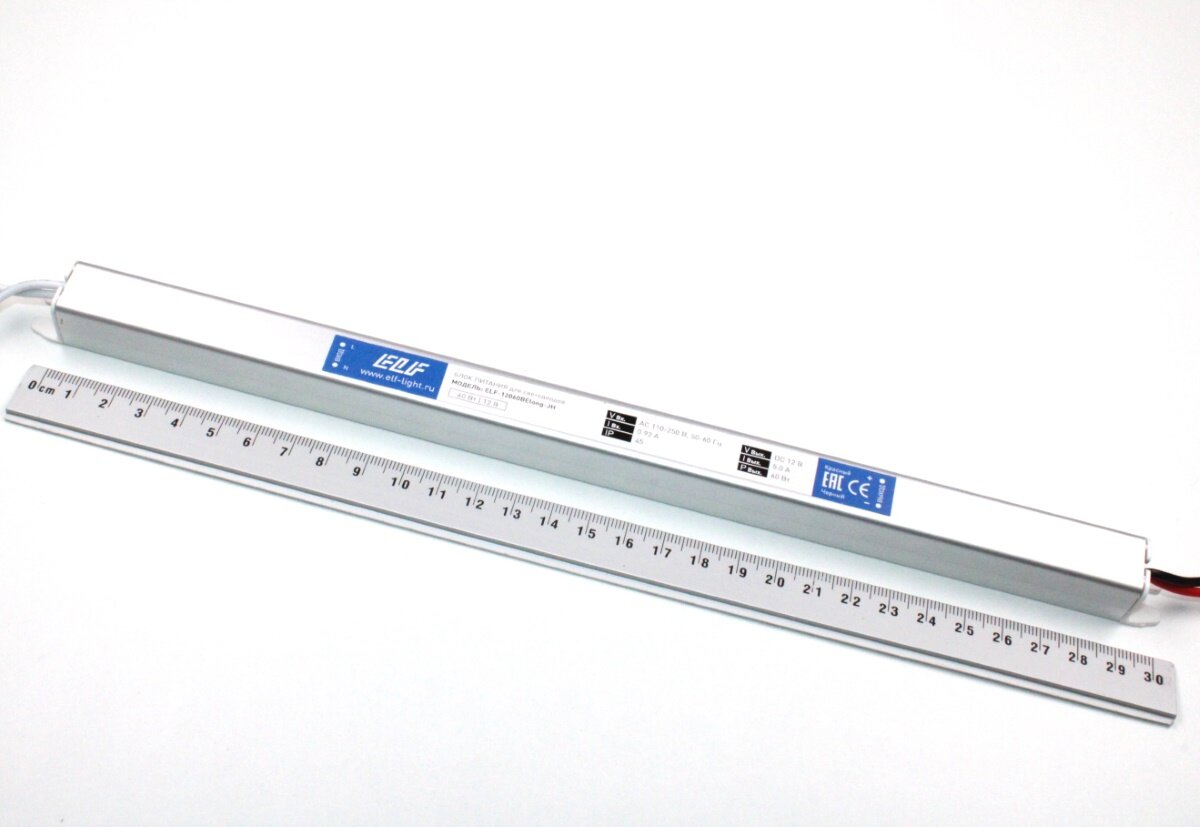 12V, 60W, 5A, IP20 ELF-12060Elo Slim LONG, Модуль питания сетевой (блок c проводами), ELF