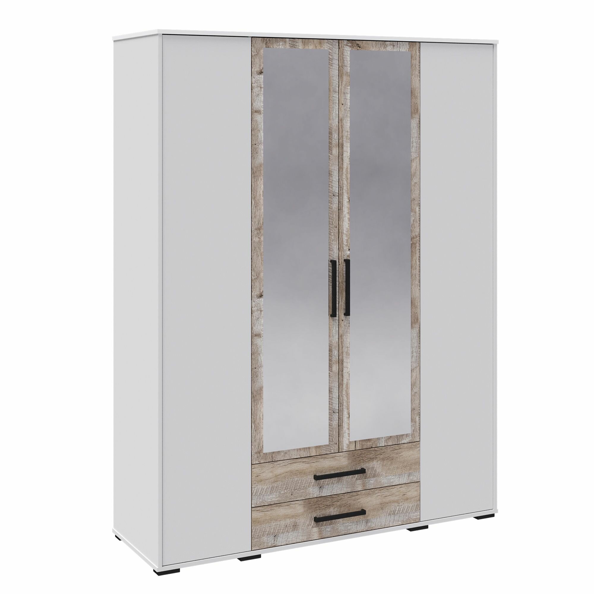 Спальня Соната шкаф 4-хств. белый/дуб юкон (Микон)