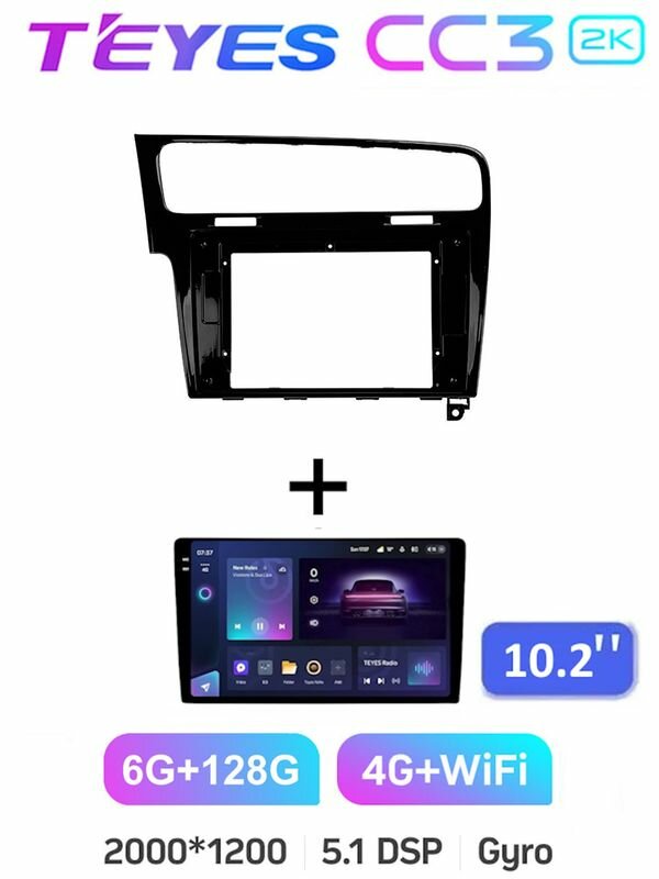 Магнитола Teyes CC3 2K 6/128 Gb 10" для Volkswagen Golf 7 2012-2020 F2 2 din