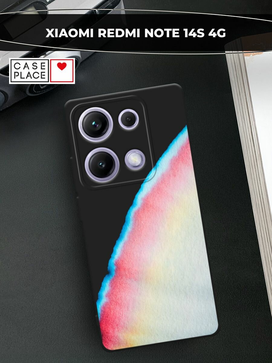 Черный матовый чехол на Xiaomi Redmi Note 14S 4G / Редми Нот 14S 4G с принтом Слияние красок