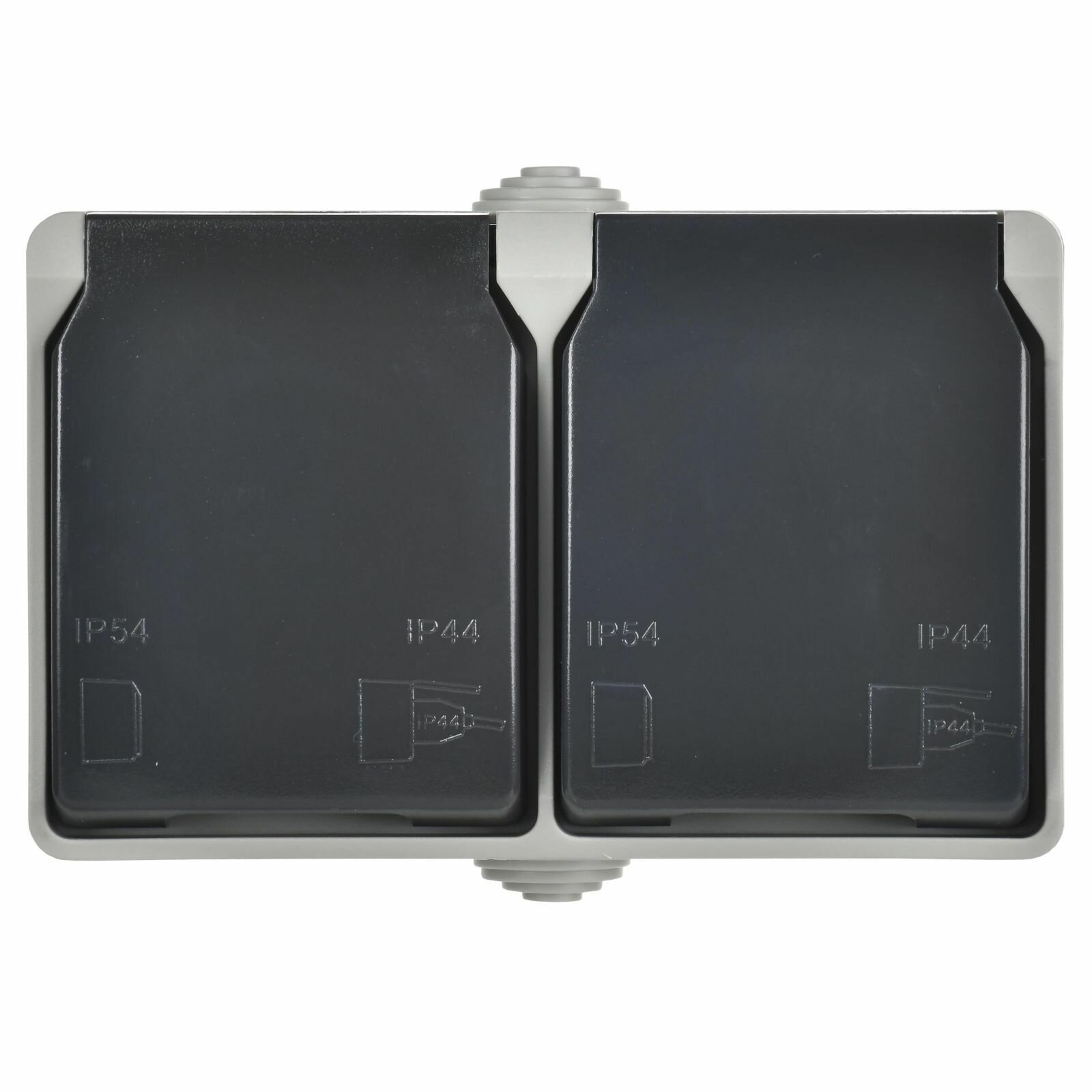 Розетка наружная IEK Форс, двойная, с заземлением, с крышкой, IP54