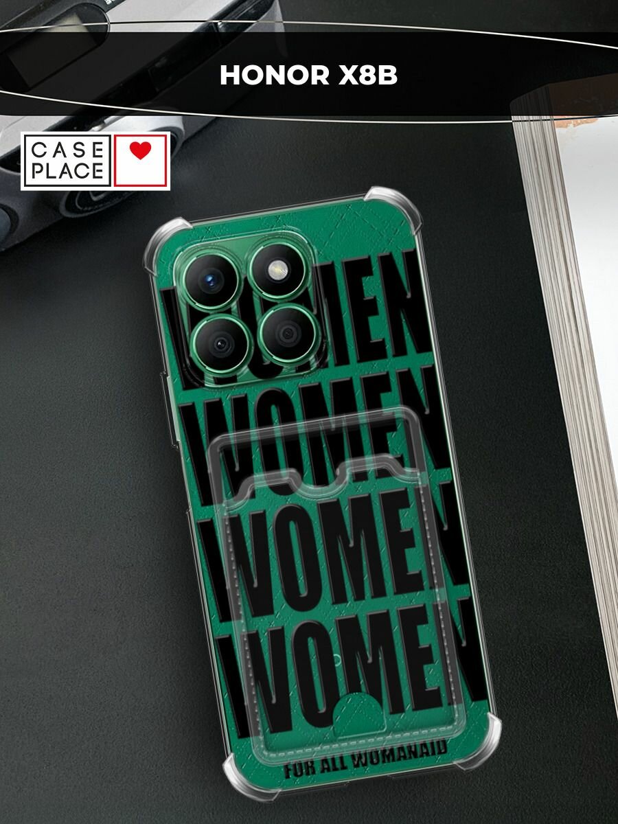 Чехол на Honor X8b (Хонор X8B) с картой и принтом Women black